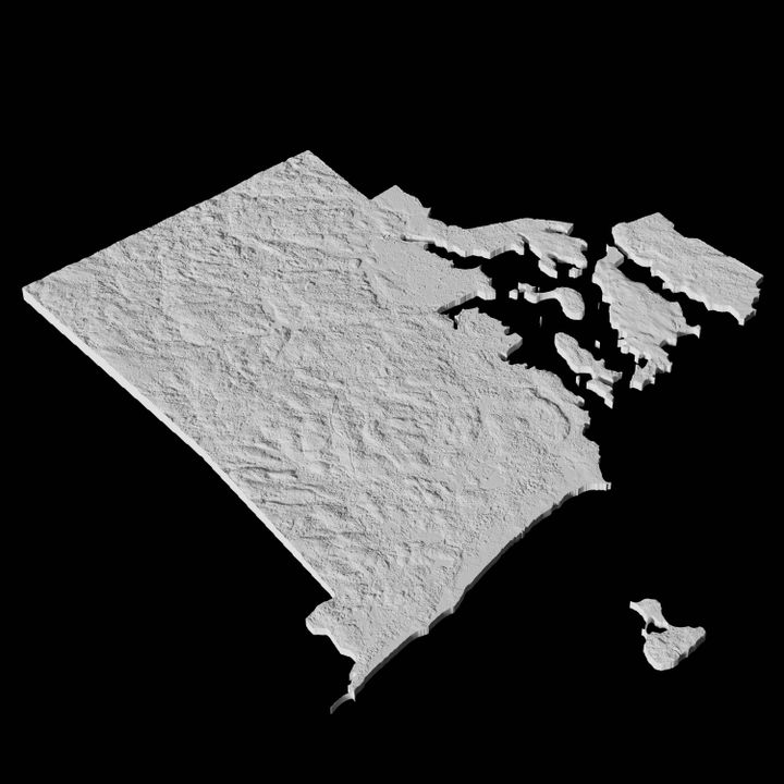 3D Printable USA State of Rhode Island Topographic Map - 3D Terrain Elevation - Relief Map ...