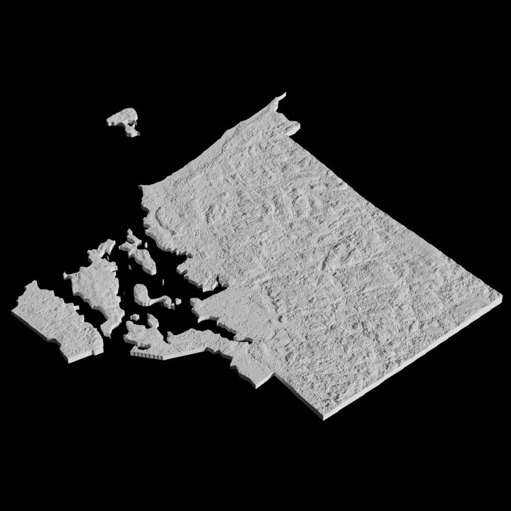 3D Printable USA State of Rhode Island Topographic Map - 3D Terrain Elevation - Relief Map ...