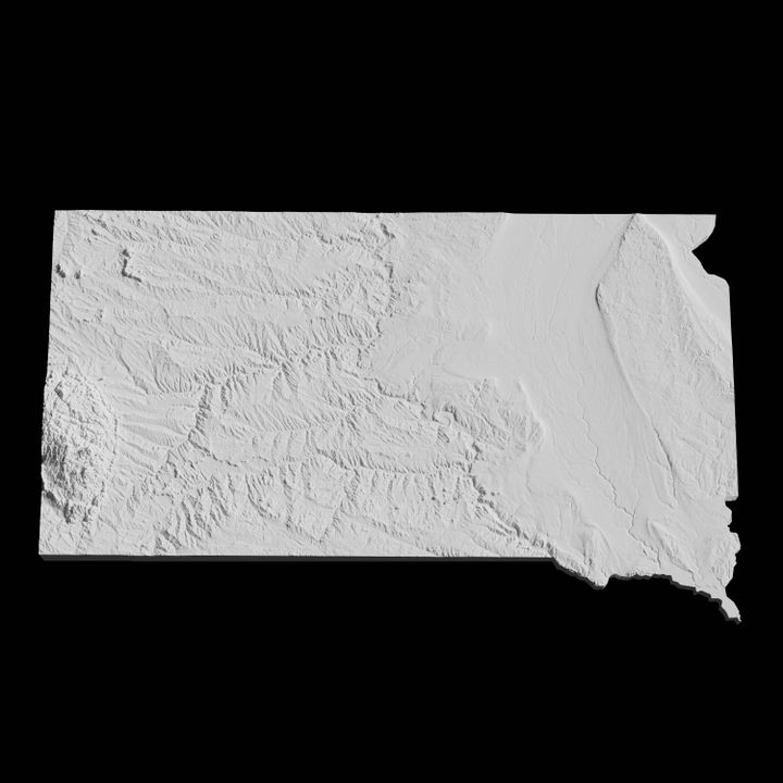 3D Printable USA State of South Dakota Topographic Map - 3D Terrain ...