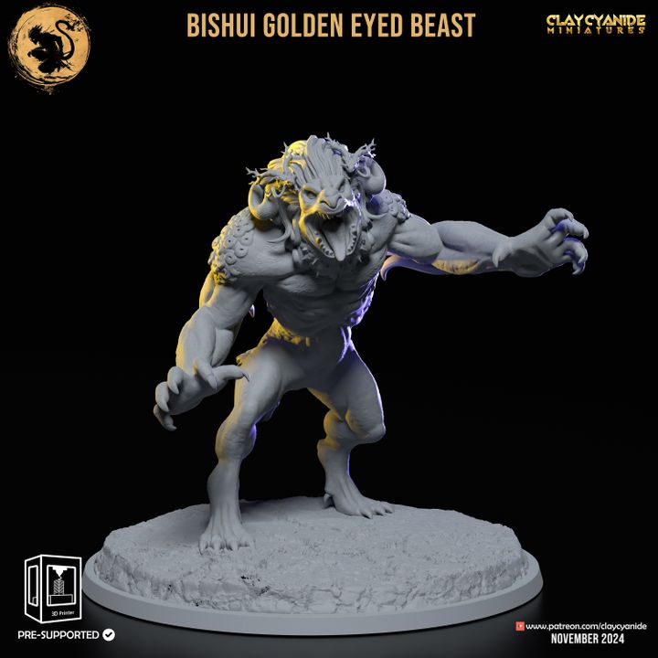 3D Printable Bishui Golden Eyed Beast by Clay Cyanide Miniatures