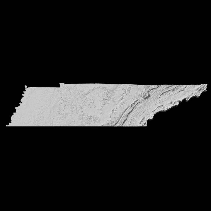 3D Printable USA State of Tennessee Topographic Map - 3D Terrain ...