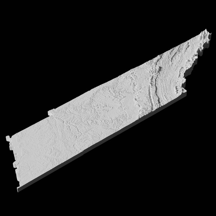 3D Printable USA State of Tennessee Topographic Map - 3D Terrain ...