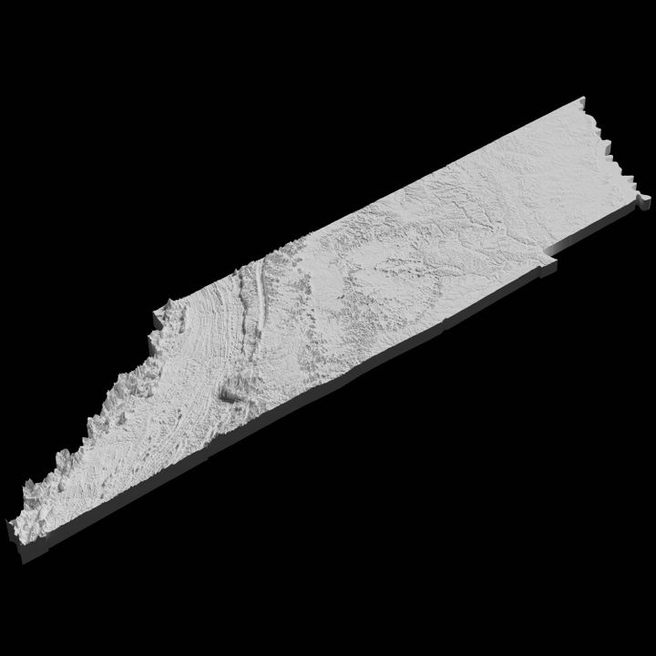 3D Printable USA State of Tennessee Topographic Map - 3D Terrain ...