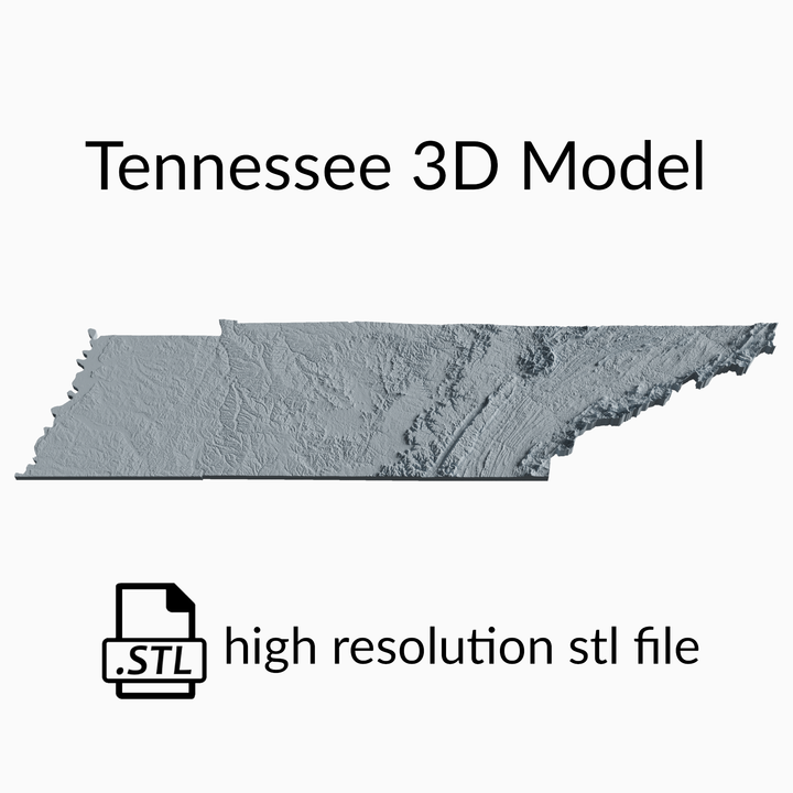 3D Printable USA State of Tennessee Topographic Map - 3D Terrain ...