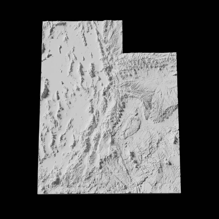 3D Printable USA State of Utah Topographic Map - 3D Terrain Elevation ...