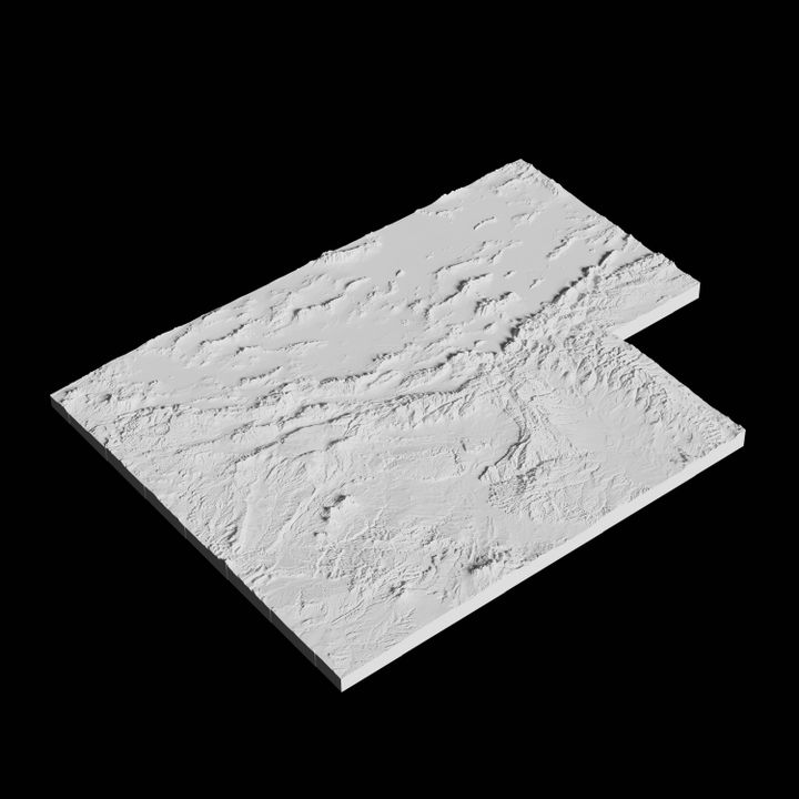 3D Printable USA State of Utah Topographic Map - 3D Terrain Elevation ...