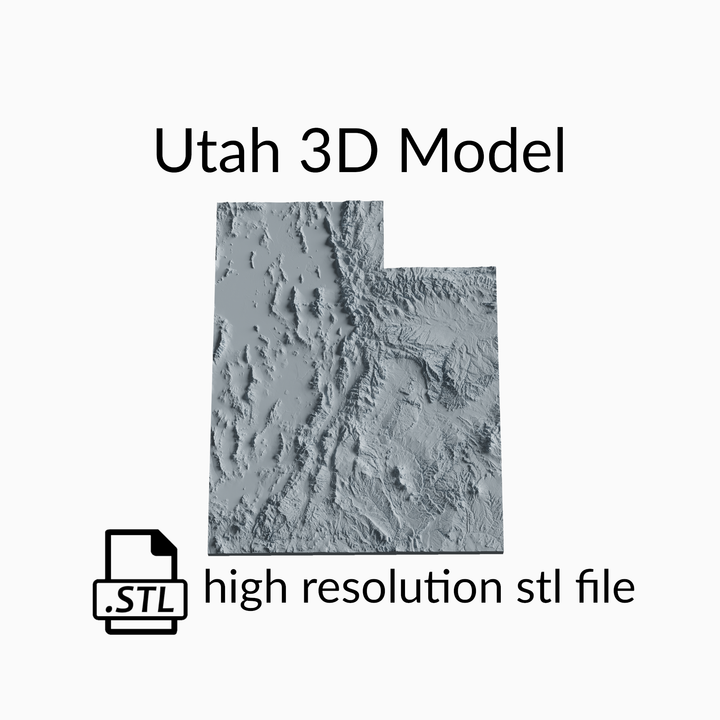 3D Printable USA State of Utah Topographic Map - 3D Terrain Elevation ...