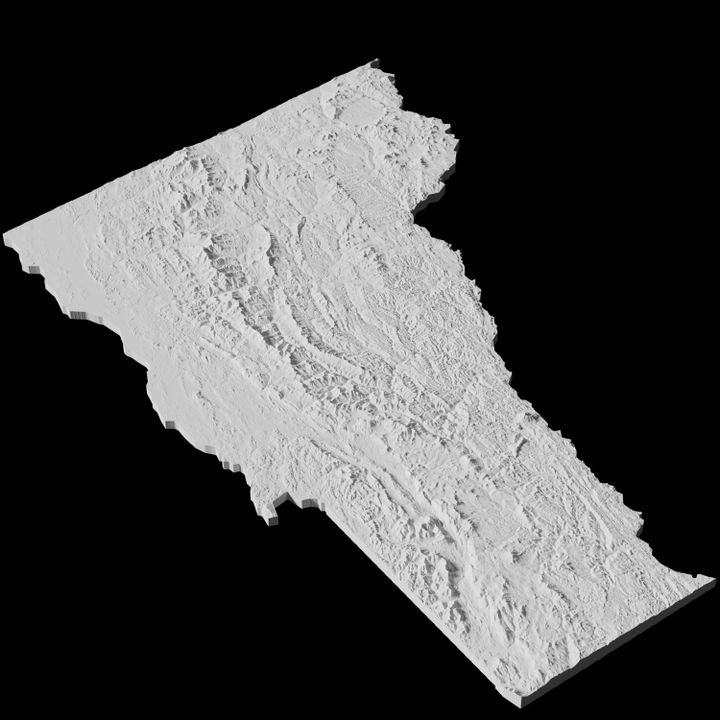 3D Printable USA State of Vermont Topographic Map - 3D Terrain ...