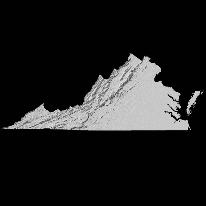 3D Printable USA State of Virginia Topographic Map - 3D Terrain ...