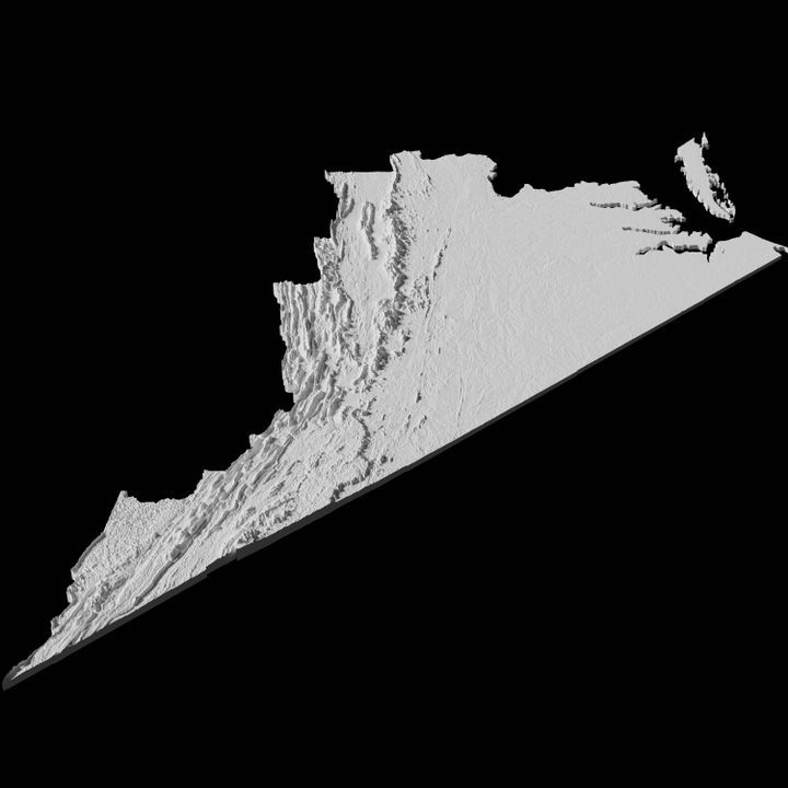 3D Printable USA State of Virginia Topographic Map - 3D Terrain ...