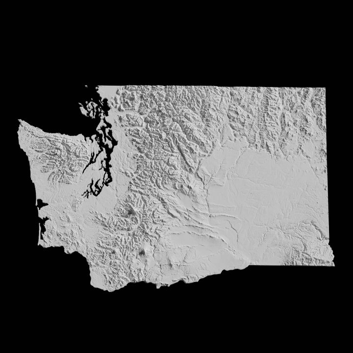 3D Printable USA State of Washington Topographic Map - 3D Terrain ...