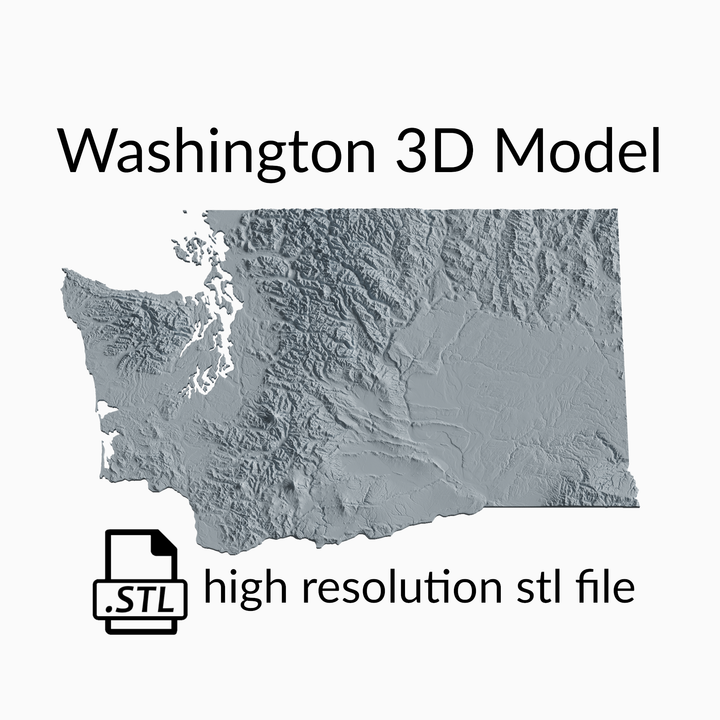 3D Printable USA State of Washington Topographic Map - 3D Terrain ...