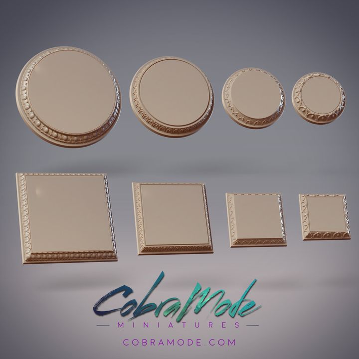 3D Printable Gilded Platform Base Pack (8pcs) - Round and Square ...