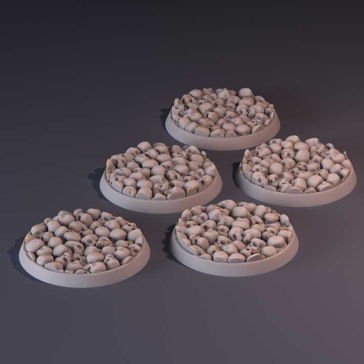 3D Printable 32mm Skull Field Bases Set of 5 by Snow Fort Industries