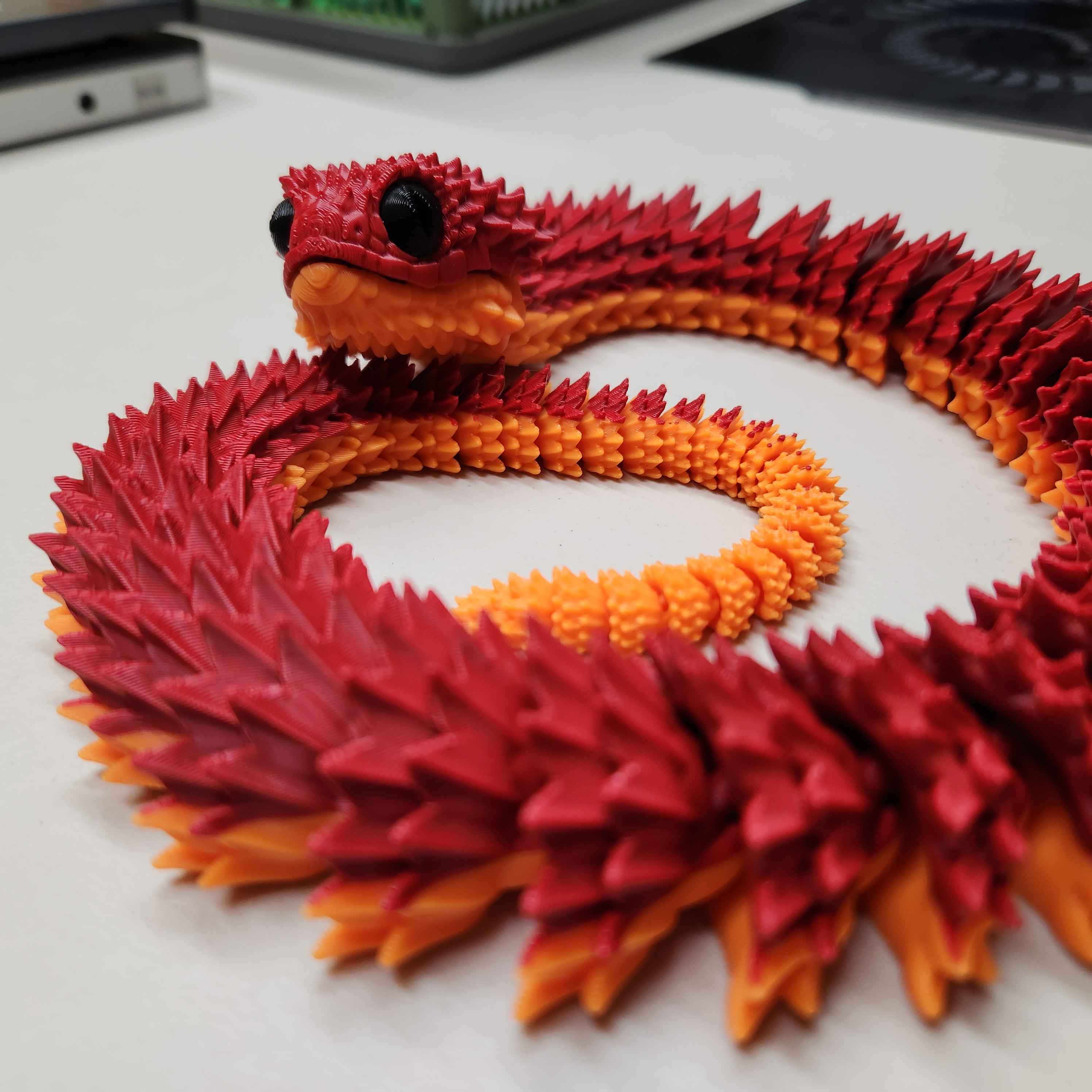 3D Printable Bush Viper - Glass Eyed Articulated Dragon Snake by RAKI-BOX