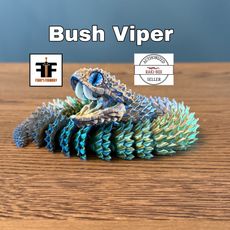 3D Printable Bush Viper - Glass Eyed Articulated Dragon Snake by RAKI-BOX