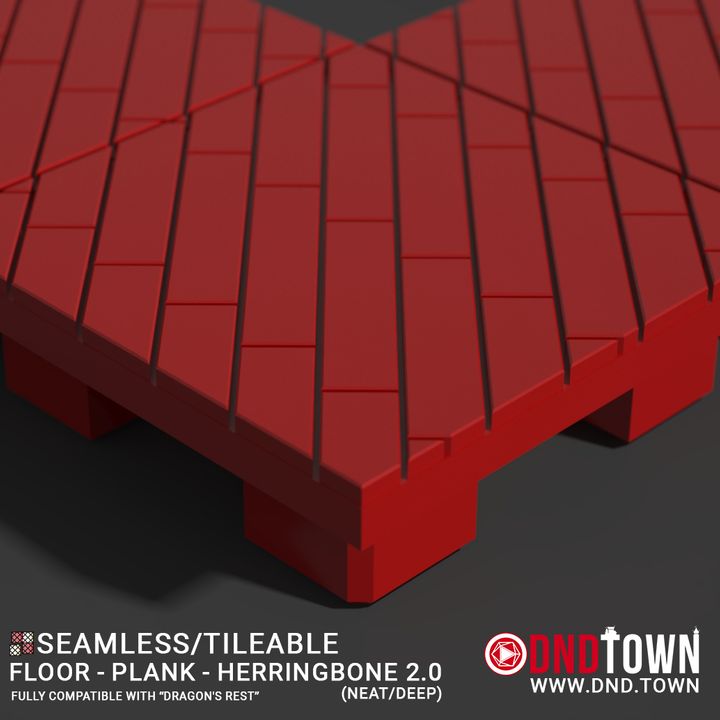 3D Printable 3D Modular Dungeon Tile: Floor - Plank - Herringbone 2.0 ...
