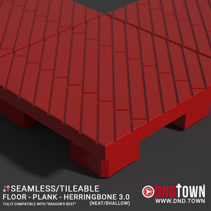 3D Printable 3D Modular Dungeon Tile: Floor - Plank - Herringbone 3.0 ...