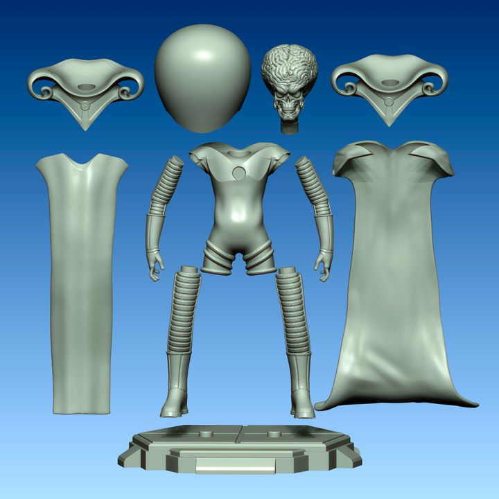 3D Printable Alien from the movie Mars Attacks! by Denis