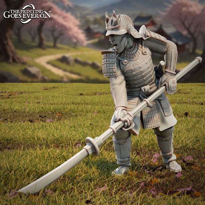 3D Printable Jade Empire Samurai - Naginata - Presupported by The ...