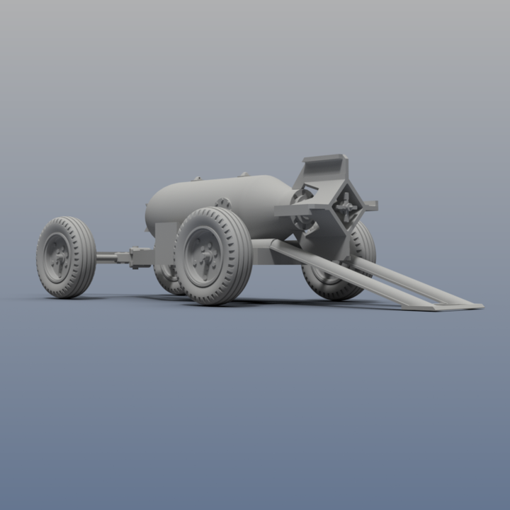 3D Printable AN-M64 500lb Bomb with Trailer in 1/72 by Zsombor Berces