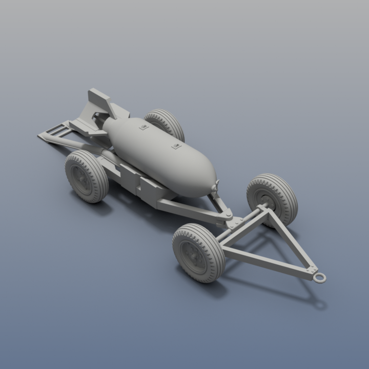3D Printable AN-M64 500lb Bomb with Trailer in 1/72 by Zsombor Berces