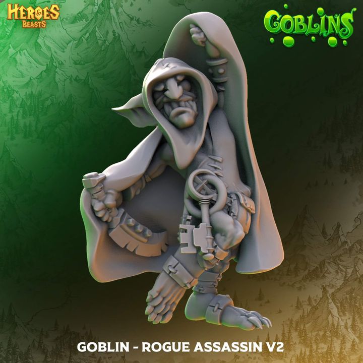 3D Printable goblin - rogue assassin v2 by Heroes and Beasts
