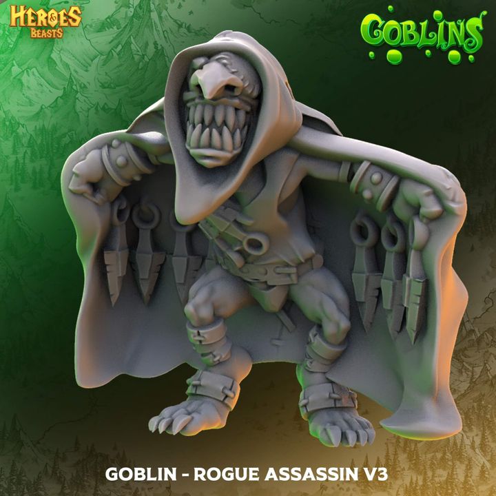 3D Printable goblin - rogue assassin v3 by Heroes and Beasts
