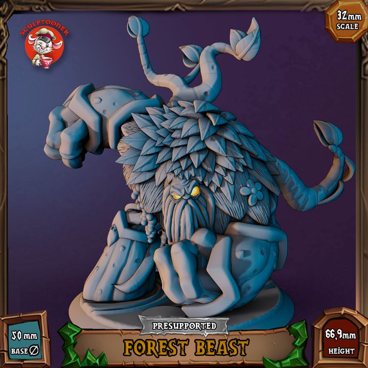 3D Printable Forest Beast - 32mm scale pre-supported miniature by ...