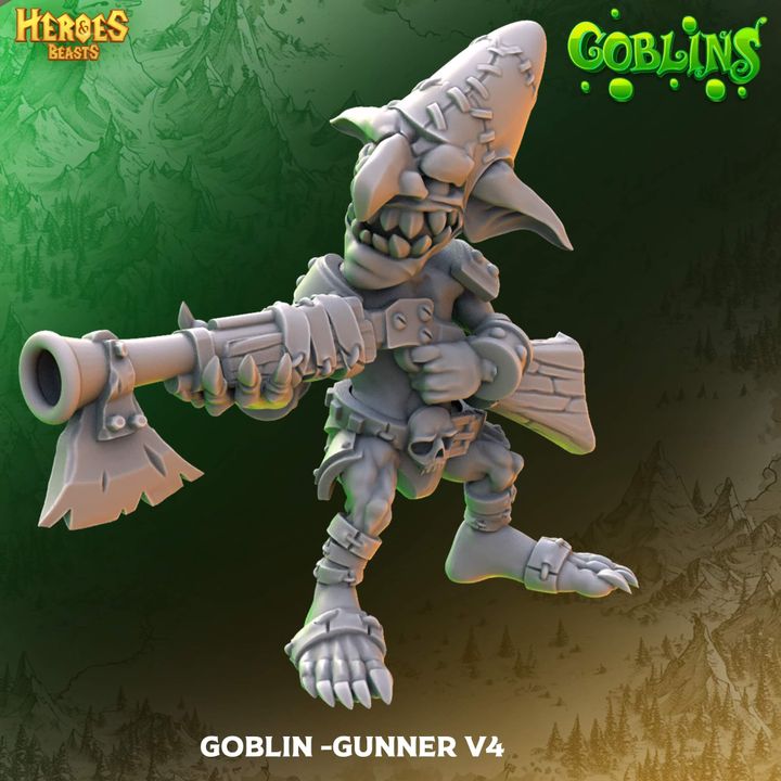 3D Printable goblin gunner v4 by Heroes and Beasts