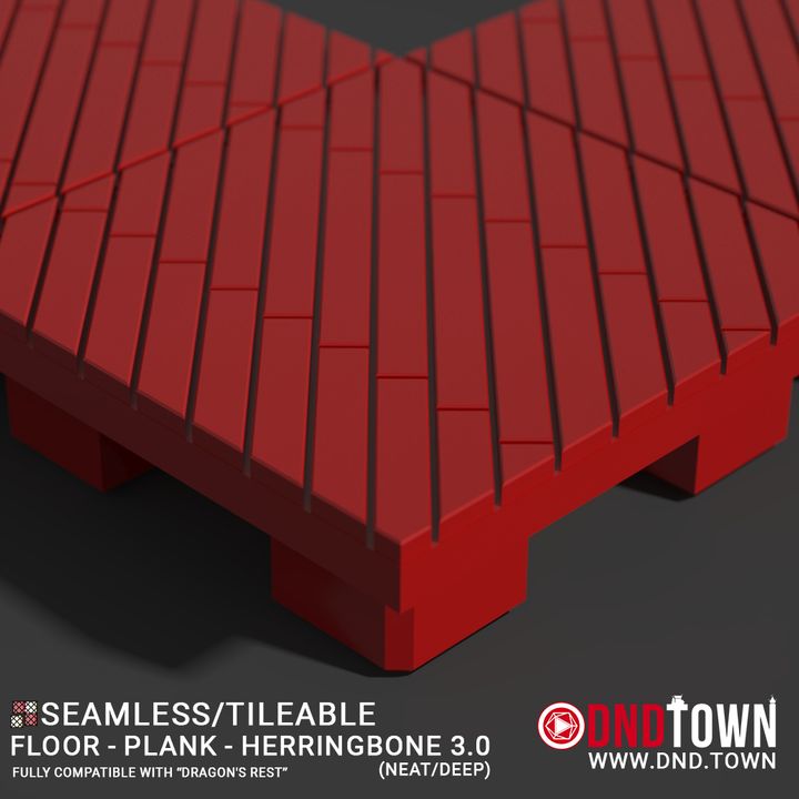 3D Printable 3D Modular Dungeon Tile: Floor - Plank - Herringbone 3.0 ...