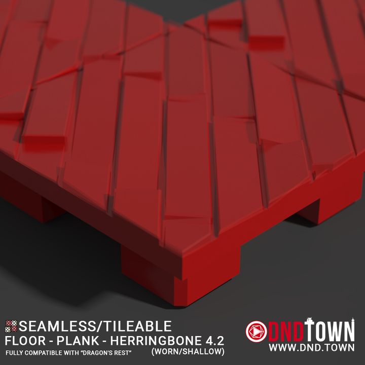 3D Printable Floor - Plank - Herringbone 04.2 (WORN/SHALLOW) - 3D ...