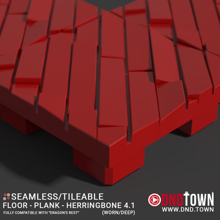 3D Printable Floor - Plank - Herringbone 04.1 (WORN/DEEP) - 3D Modular ...