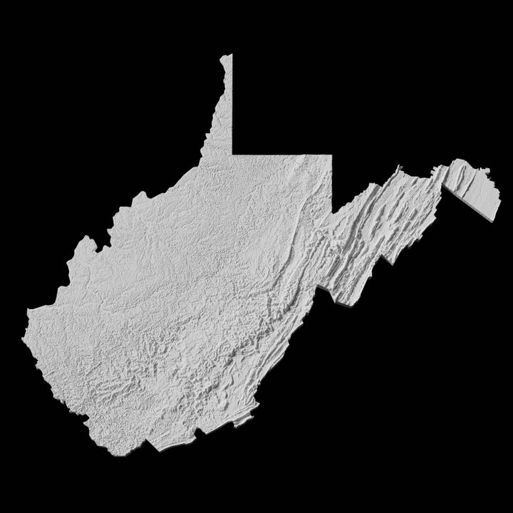 3D Printable USA State of West Virginia Topographic Map - 3D Terrain ...
