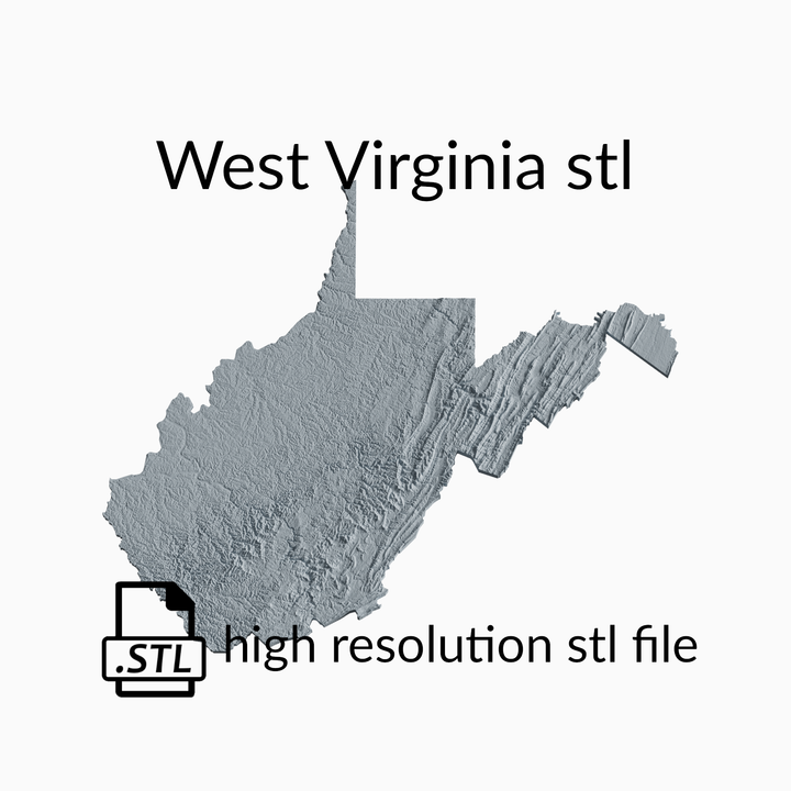 3D Printable USA State of West Virginia Topographic Map - 3D Terrain ...