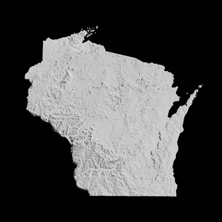 3D Printable USA State of Wisconsin Topographic Map - 3D Terrain ...
