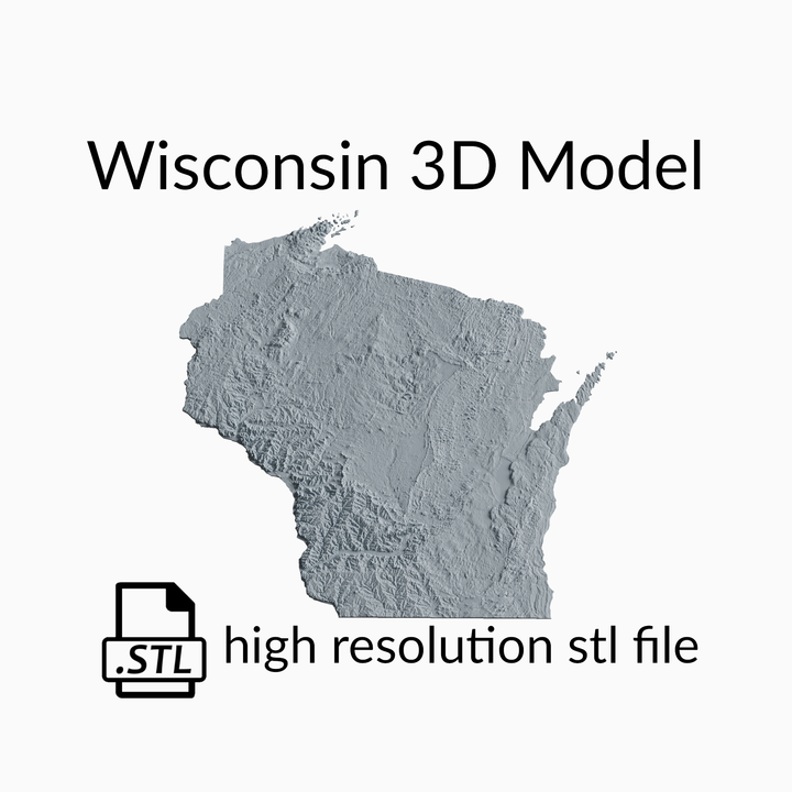 3D Printable USA State of Wisconsin Topographic Map - 3D Terrain ...