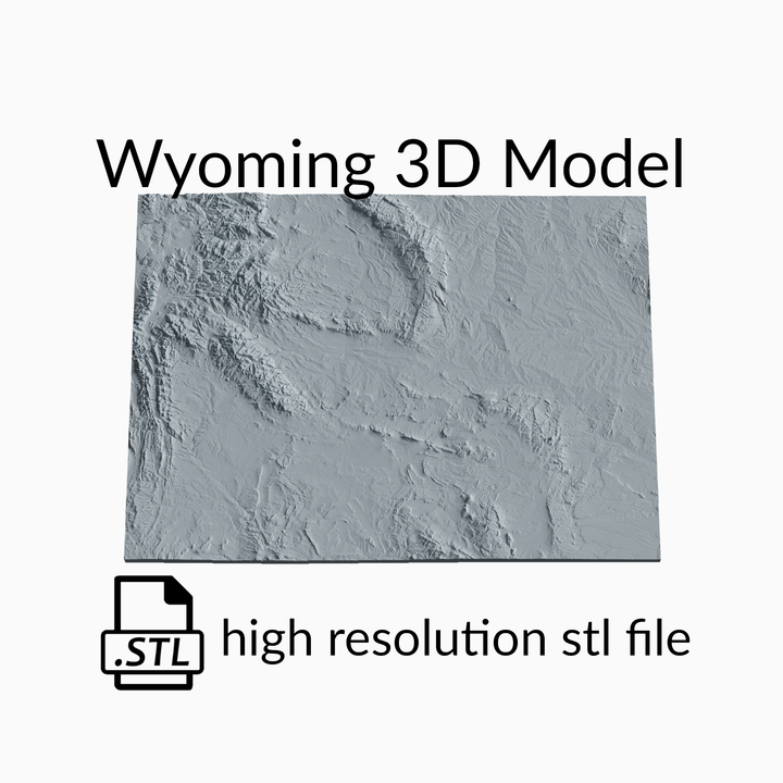 3D Printable USA State of Wyoming Topographic Map - 3D Terrain ...