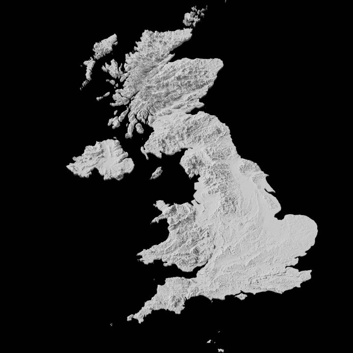 3D Printable United Kingdom Topographic Map - 3D Terrain Elevation ...