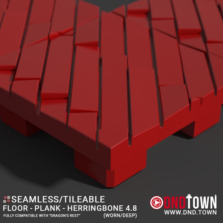 3D Printable 3D Modular Dungeon Tile: Floor - Plank - Herringbone 4.8 ...