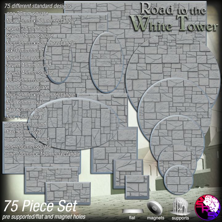 3D Printable Cracked Brick Bases (Standard Sizes) by Sync Ratio Systems