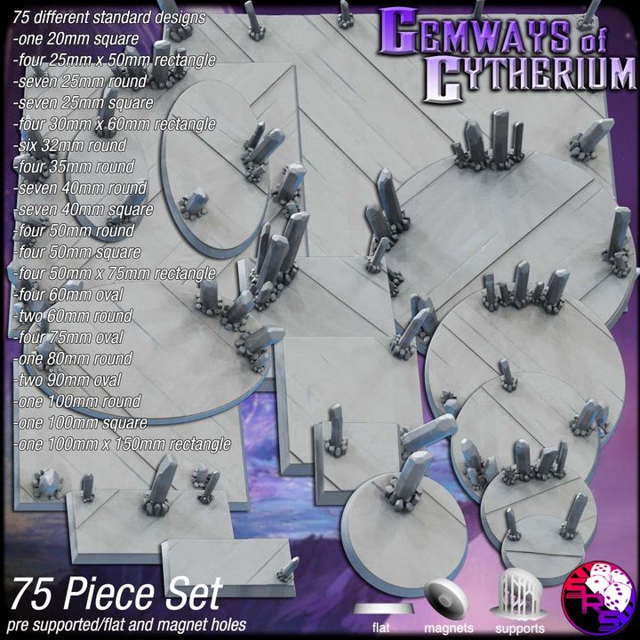 3D Printable Crystal Cavern Bases (Standard Sizes) by SRS Studios