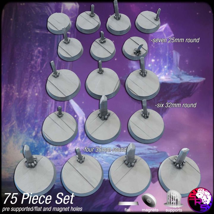 3D Printable Crystal Cavern Bases (Standard Sizes) by SRS Studios