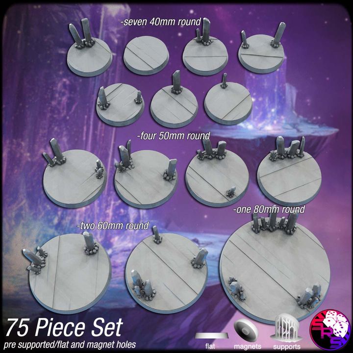 3D Printable Crystal Cavern Bases (Standard Sizes) by SRS Studios