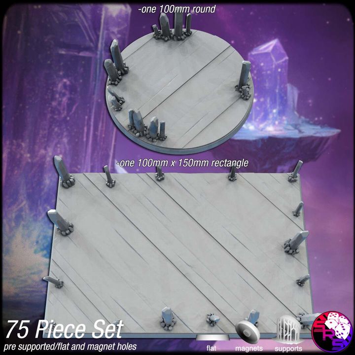 3D Printable Crystal Cavern Bases (Standard Sizes) by SRS Studios