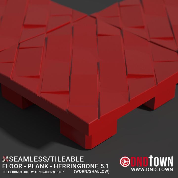 3D Printable Floor - Plank - Herringbone 05.1 (WORN/SHALLOW) - 3D ...