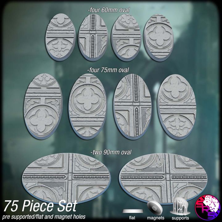 3D Printable Dark Gothic Bases (Standard Sizes) by Sync Ratio Systems