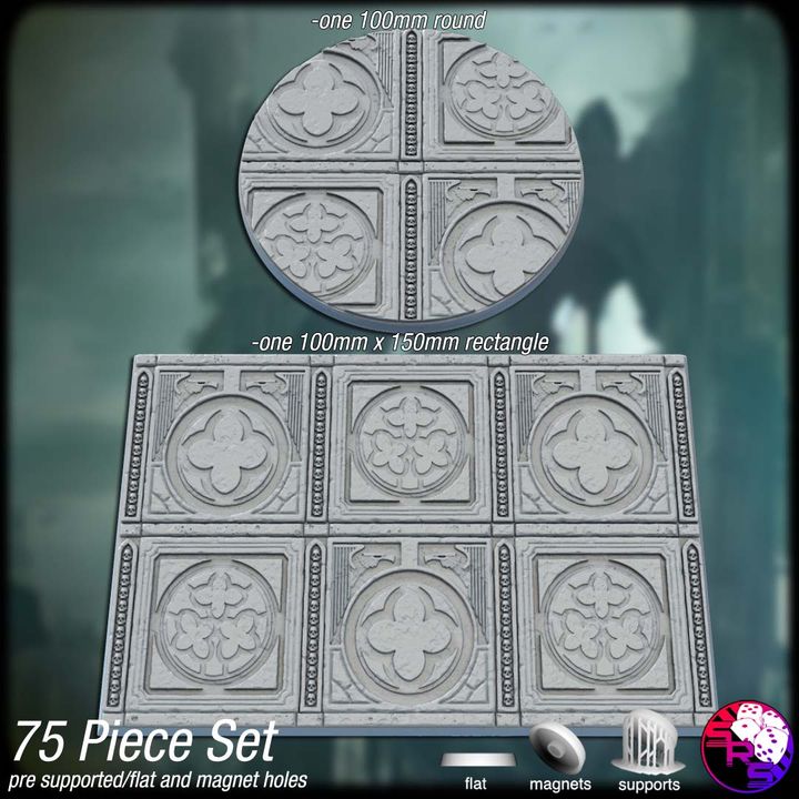 3D Printable Dark Gothic Bases (Standard Sizes) by Sync Ratio Systems