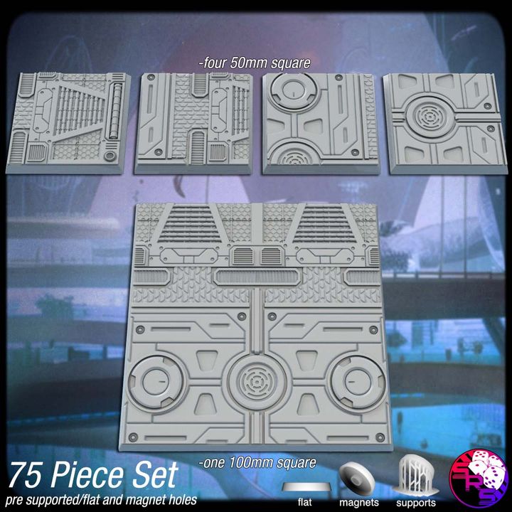 3D Printable Futuristic Bases (Standard Sizes) by Sync Ratio Systems