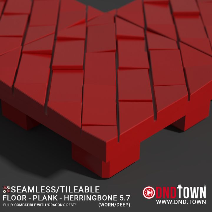 3D Printable 3D Modular Dungeon Tile: Floor - Plank - Herringbone 5.7 ...